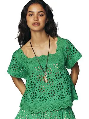 HOPE FOR FLOWERS BY TRACY REESE Cotton Eyelet Blouse - Meadow