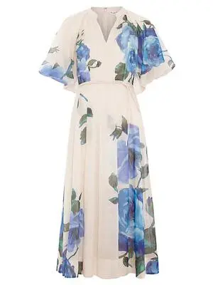 PHASE EIGHT Petite Floral-print Woven Midi Dress - Cream