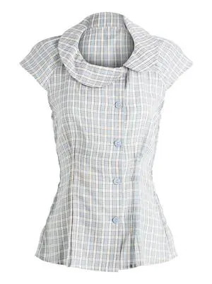 PEACHY DEN Missy Asymmetric Stretch Blouse - Check