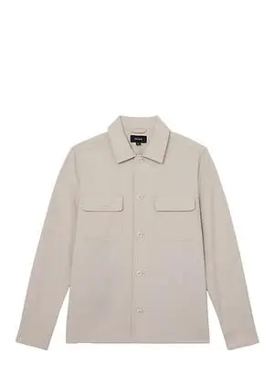 REISS Cleric Patch-pocket Stretch-woven Overshirt - Stone
