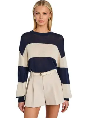 SEROYA Cassian Knit Sweater - Navy/eggshell