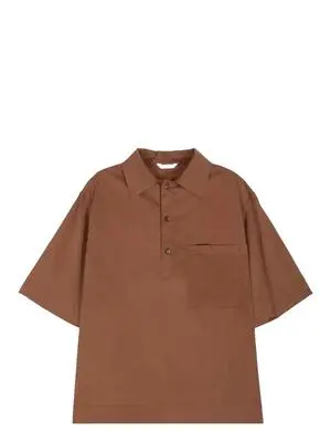 HEVO Montursi Short-sleeved Chest-pocket Shirt - Brown