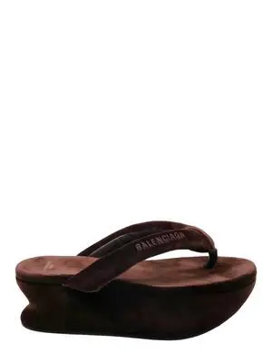 Balenciaga Velvet-effect Platform Sandals - Brown