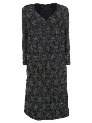 Vintage 1980s-1990s Beaded Floral Dress - Black
