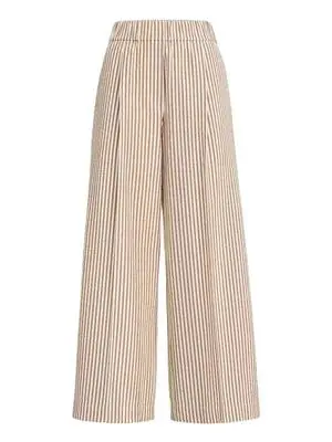 Brunello Cucinelli Striped Seersucker Track Trousers - Neutrals