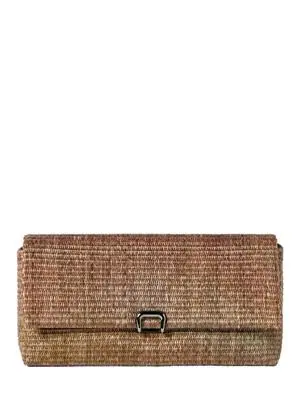 Brunello Cucinelli Sartorial Clutch Bag In Techno Cotton Raffia - Brown