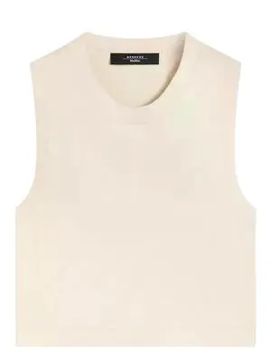 Max Mara Bombo Ribbed-knit Cropped Top - Neutrals