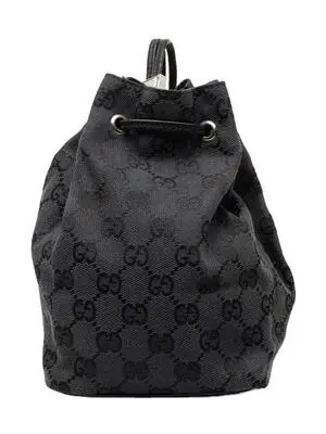 Gucci Gg Canvas Drawstring Bucket Bag - Black
