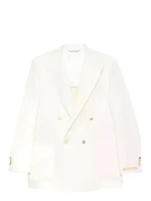 BRIGLIA 1949 Double-breasted Peak Lapel Blazer - Neutrals