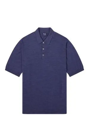 William Lockie Virgin Wool Polo Shirt - Blue