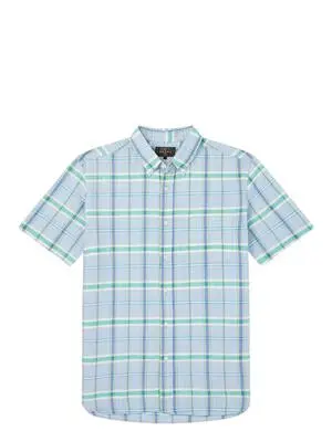 BEAMS Madras Button-down Collar Checked Cotton Shirt - Blue
