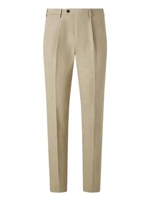 SLOWEAR Straight-leg Pleated Linen Trousers - Neutrals