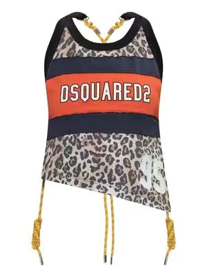 Dsquared2 Wild Leopard Print Asymmetric Top - Neutrals