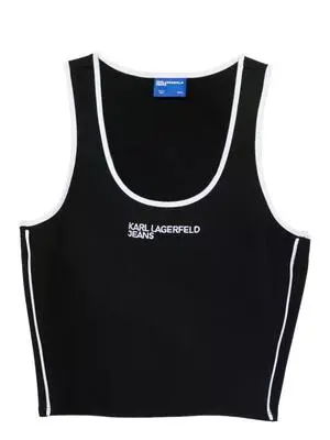 Karl Lagerfeld Logo-print Crop Tank Top - Black