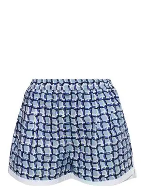 Marni Geometric-print Elasticated-waistband Shorts - Blue