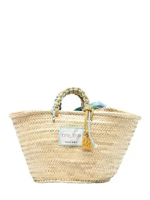 FORTE_FORTE Large Straw Tote Bag - Blue
