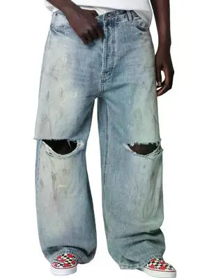 DAGGER Johnny Distressed-finish Wide Leg Jeans - Blue