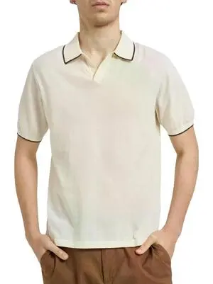 MC2 SAINT BARTH Sloan Contrast-trim Polo Collar T-shirt - Neutrals