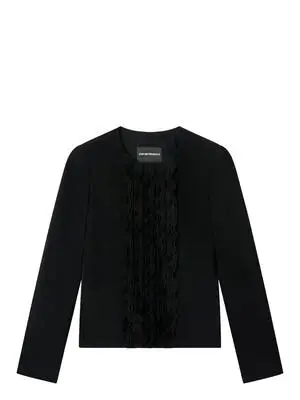 Emporio Armani Ruffle-trimmed Jacket - Black
