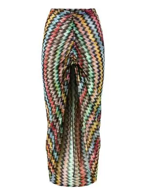 Missoni Zigzag-Pattern Long Skirt Black
