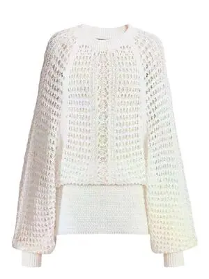 Balmain Crochet Lace Mini Dress - Neutrals