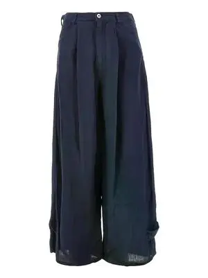 Emporio Armani Pleated Linen Trousers - Blue