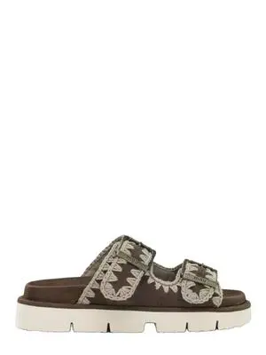 Mou Crochet-trim Buckle-fastening Sandals - Brown