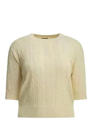RAKKI Cable-knit Short-sleeve Sweater - Neutrals