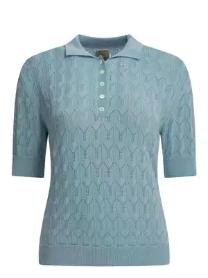 RAKKI California Pointelle-knit Polo Top - Blue