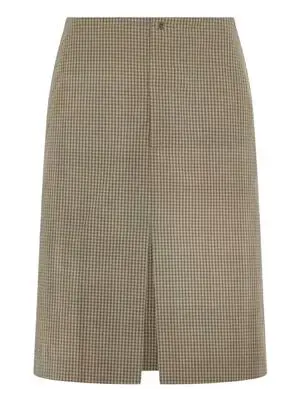 6397 Check-pattern A-line Skirt - Brown