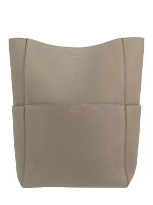 Celine 2010s Sac Sangle Grained Shoulder Bag Neutrals