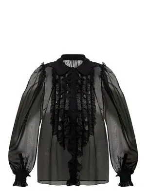 Dolce & Gabbana Ruffled Sheer Blouse - Black