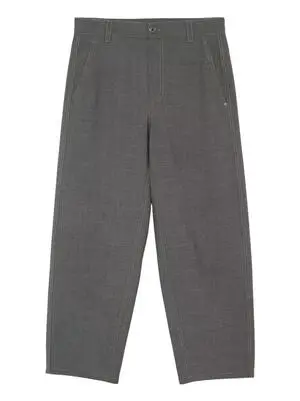 Brunello Cucinelli Contrast-stitch Cropped Trousers - Grey