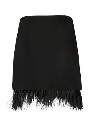 Brunello Cucinelli Mini Skirt With Feather Trim - Black
