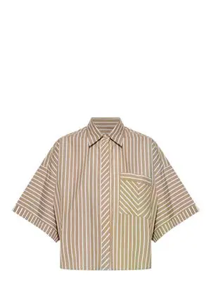 Rag & Bone Marin Striped Short-Sleeve Shirt Neutrals