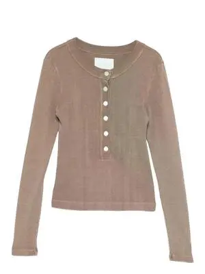 Citizens Of Humanity Varra Henley Ribbed-knit Top - Brown