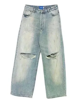 DAGGER Distressed Embroidered Logo Jeans - Blue