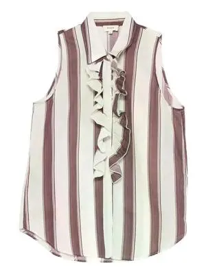 DIEGA Striped Ruffled Blouse - Neutrals