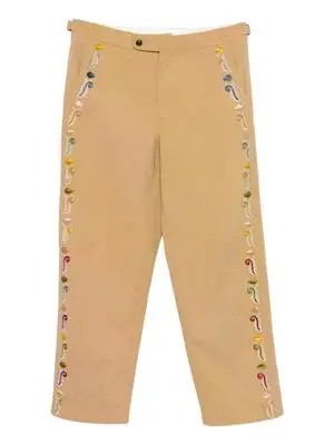 BODE Embroidered Trousers - Neutrals