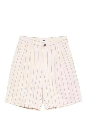 Obey Pinstripe Pattern Pleated Shorts - Neutrals