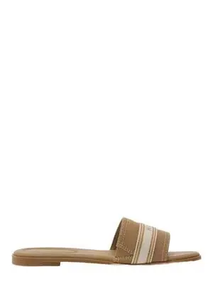 Tommy Hilfiger Logo-embroidered Canvas Sandals - Neutrals
