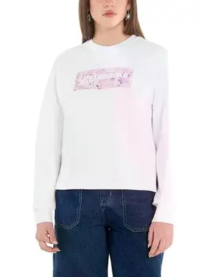 Karl Lagerfeld Floral-print Logo-patch Sweater - White