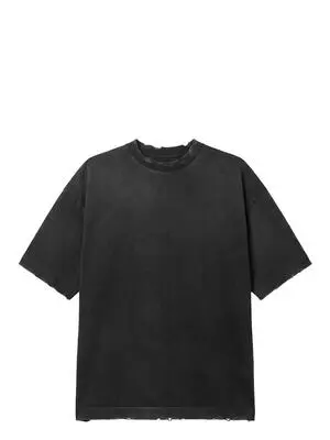 PAURA Costa Distressed-effect Logo-print T-shirt - Grey