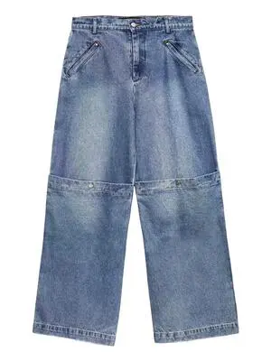 SPENCER BADU Patchwork Detail Wide-leg Jeans - Blue