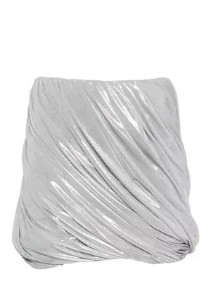 Norma Kamali Metallic Draped Mini Skirt - Silver
