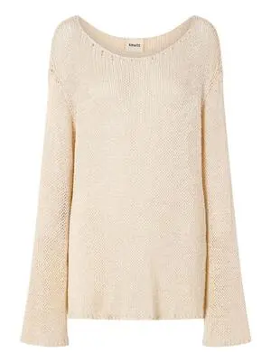 Khaite Davet Open-knit Silk And Cotton-blend Sweater - Neutrals