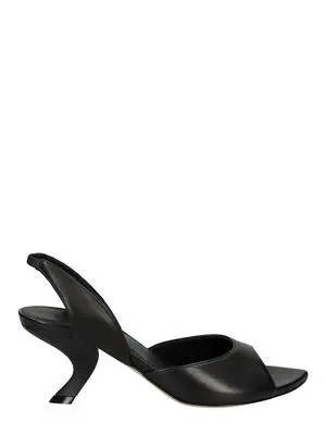 VIC MATIE Sculpted-heel Slingback Sandals - Black