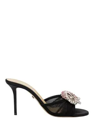 Mach & Mach Crystal-embellished Mesh Mules - Black
