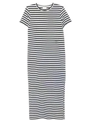Closed Striped Midi Dress - Blue
