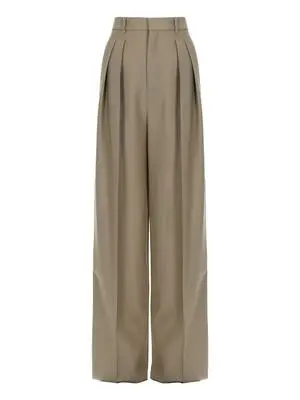 Saint Laurent Tailored Wool And Silk Trousers - Beige